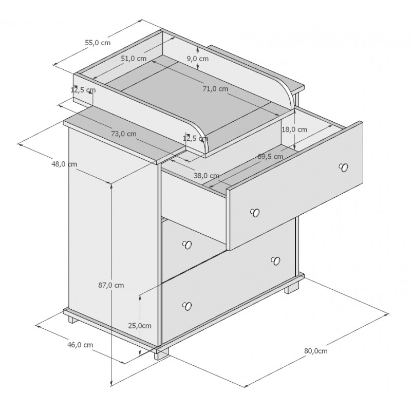 Komoda za bebe – Pink Princess | Kolica za bebe, bebi oprema Bebbco